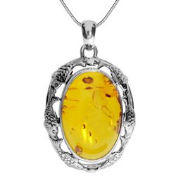 OSTSEE-SCHMUCK Damen Kette mit Anh&auml;nger "- Fischland 41x25 mm - Silber 925/000 - Bernstein", 70, Silber 925 (Sterlingsilber), silber, Silber 925
