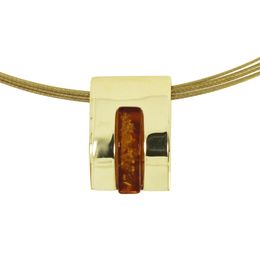 OSTSEE-SCHMUCK Damen Kette mit Anh&auml;nger "- Gleiter-Ulsa - Silber 925/000, vergoldet - Bernstein", 45, Silber 925 (Sterlingsilber), gold, Silber 925