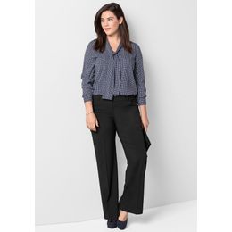 sheego Damen B&uuml;gelfaltenhose, schwarz, Gr. 42, unifarben, 64% Polyester, 34% Viskose, 2% Elasthan, Hosen