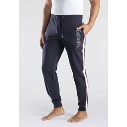 Herren Sweathose, BENCH. LOUNGEWEAR, Gr. 52, blau, Sweatware, Obermaterial: 60% Baumwolle, 40% Polyester, unifarben mit Farbeinsatz, Basic, Hosen,