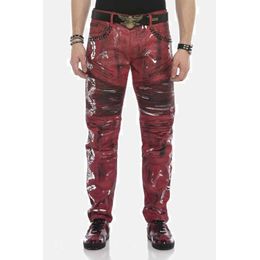 Cipo & Baxx CIPO & BAXX Herren Slim-fit-Jeans "DENIM", rot, Gr. 34, gemustert, 99% Baumwolle, 1% Elasthan, Jeans, R&ouml;hrenjeans mit Farbbeschichtung, CD608