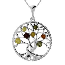 OSTSEE-SCHMUCK Damen Kette mit Anh&auml;nger "- Lebensbaum 30 mm - Silber 925/000 - Bernstein", 50, Silber 925 (Sterlingsilber), silber, Silber 925