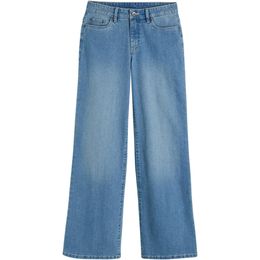 bonprix Damen Weite Jeans, blau, Gr. 46, Abriebeffekte, unifarben, Denim/Jeans, Obermaterial: 82% Baumwolle, 17% Polyester, 1% Elasthan, Jeans, Loose