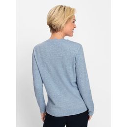 CLASSIC Damen Strickpullover "Pullover", blau, Gr. 46, meliert, 45% Viskose, 35% Polyamid, 20% Polyester, Pullover