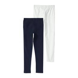 s.Oliver JUNIOR M&auml;dchen Leggings, blau, Gr. 140, unifarben, Jersey, Obermaterial: 95% Baumwolle, 5% Elasthan, Hosen, 2er Pack / f&uuml;r Girls / mit