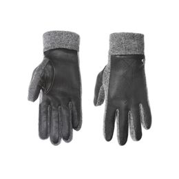 Pearlwood Herren Strickhandschuhe "NICK", schwarz, Gr. 8,5, unifarben mit Farbeinsatz, Materialmix, Handschuhe, weiches Fleecefutter, Elastischer