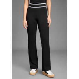 Laura Scott Damen Bootcuthose, schwarz, Basic, Gr. 24, unifarben mit Farbeinsatz, Milano Rib, Obermaterial: 70% Viskose (LENZING ECOVERO ), 25%