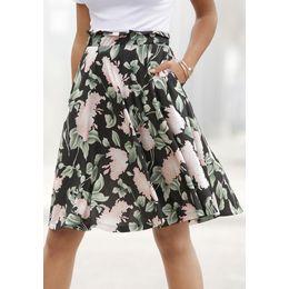 Buffalo Damen Sommerrock "mit Paperbag-Bund und Blumenprint", bunt, Gr. 40, bedruckt, Jersey, Obermaterial: 100% Viskose, R&ouml;cke, luftiger Midirock