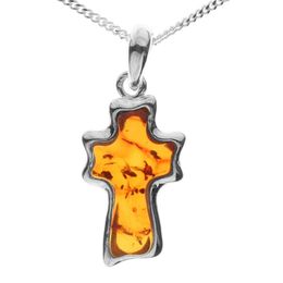 OSTSEE-SCHMUCK Damen Kette mit Anh&auml;nger "- Kreuz - Silber 925/000 - Bernstein", 45, Silber 925 (Sterlingsilber), silber, Silber 925 (Sterlingsilber),