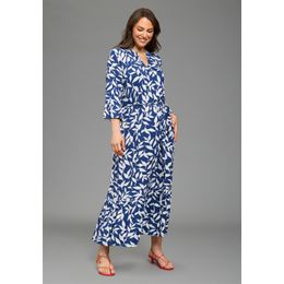 Damen Maxikleid "Gro&szlig;e Gr&ouml;&szlig;en"marine, gemustert, Gr. 52, LAURA SCOTT CURVE, gemustert, Jersey, Obermaterial: 95% Viskose, 5% Elasthan, Kleider,