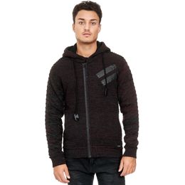 Rusty Neal Herren Strickjacke, schwarz, Gr. L, unifarben, 70% Polyacryl, 30% Baumwolle, Strickjacken, in cooler Grobstrickoptik