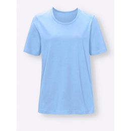 Damen Pyjamaoberteil "Schlafanzug-Shirt", Gr. 48, blau, 100% Baumwolle, unifarben, Shirts