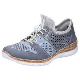 Rieker Damen Slip-On Sneaker, Gr. 39, blau, Lederimitat, Textil, Schuhe, Slipper, Schlupfschuh mit MemoSoft-Ausstattung