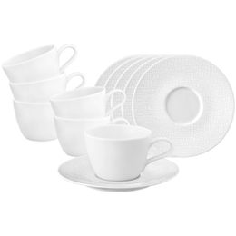 Tasse Seltmann Weiden "Kaffeetassen mit Untertassen Life Fashion 240 ml 6er Set", wei&szlig; (luxury wei&szlig;), 12 tlg., Porzellan, Trinkgef&auml;&szlig;e, Tasse