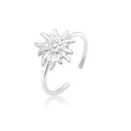 Fingerring Elli "Edelweiss Tracht Dirndl Wiesen 925 Sterling Silver", silber, Fingerringe, Damen, Resizable, ohne Stein, Silber 925 (Sterlingsilber), 1mm, Fingerring