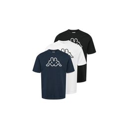 Kurzarmhemd Kappa "Kappa T-shirt KMLogo Cromen 3-Pack", Herren, Gr. L, Normalgr&ouml;&szlig;en, wei&szlig;, schwarz, blau marine, Obermaterial: 100% Baumwolle, Hemden
