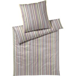 Bettw&auml;sche Elegante "Side by side", gelb (licht, gelb), B/L: 135cm x 200cm, 1 Stk., 1 Stk., Mako-Satin, B/L: 80cm x 80cm, 2 Stk., Mako-Satin, Obermaterial: 100% Baumwolle, Bettw&auml;sche, Bettw&auml;sche, angenehmes Hautgef&uuml;hl