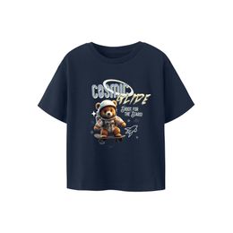 name it M&auml;dchen T-Shirt "NMMDIFUS SS NREG TOP BOX", blau, Gr. 98, bedruckt, unifarben, Jersey, Obermaterial: 95% Baumwolle, 5% Elasthan, Shirts