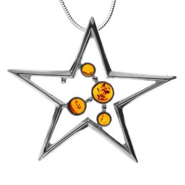 OSTSEE-SCHMUCK Damen Kette mit Anh&auml;nger "- Stern - Silber 925/000 - Bernstein", 45, Silber 925 (Sterlingsilber), silber, Silber 925 (Sterlingsilber),