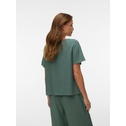 V&eacute;ro Moda VERO MODA Damen Blusenshirt "VMMYMILO SS O-NECK TOP WVN GA"laurel wreath, Gr. M, unifarben, Web, Obermaterial: 55% Viskose, 45% Leinen, Shirts, mit