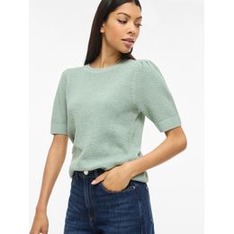 Kurzarmpullover Vila "VIDALO O-NECK S/S KNIT TOP - NOOS", Damen, Gr. S, blau surf, Strick, Obermaterial: 100% Baumwolle, unifarben, regular fit normal, Rundhals, Rippb&uuml;ndchen, Pullover