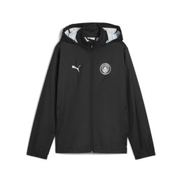 Puma M&auml;dchen Trainingsjacke "Manchester City Allwetter-Trainingsjacke Jugendliche", schwarz, Gr. 176, Obermaterial: 100% Nylon; Taschenfutter: 100%