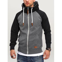 behype Herren Sweatjacke "RAGLAN", grau, Gr. XXL, unifarben, 70% Baumwolle, 30% Polyester, Sweatjacken, mit Raglan-&Auml;rmeln