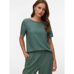 V&eacute;ro Moda VERO MODA Damen Blusenshirt "VMMYMILO SS O-NECK TOP WVN GA"laurel wreath, Gr. S, unifarben, Web, Obermaterial: 55% Viskose, 45% Leinen, Shirts, mit