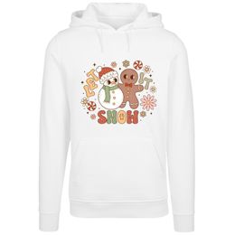 F4NT4STIC Damen Kapuzenpullover "Let It Snow Groovy Christmas Gingerbread", wei&szlig;, Gr. XL, Obermaterial: 65% Baumwolle, 35% Polyester, Pullover,