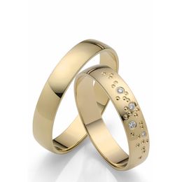 Firetti Damen Trauring "Schmuck Geschenk Gold 375 Hochzeit Ehering "LIEBE" Sterne", 22, 0,03 SI = kleine Einschl&uuml;sse mit Brillanten, Gelbgold 585,