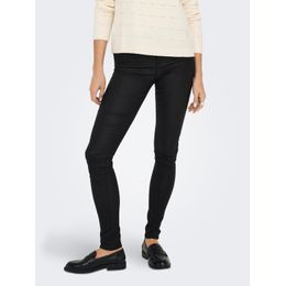 Only Damen Lederimitathose "ONLANNE K MID WAIST COATED PNT NOOS", schwarz, Gr. S, leicht gl&auml;nzend, Web, Obermaterial: 77% Viskose, 20% Nylon, 3%