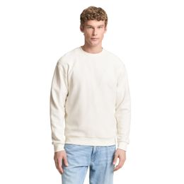 Herren Sweatshirtwool wei&szlig;, Gr. L, Tom Tailor Denim, Strukturmuster, unifarben, Sweatware, Obermaterial: 100% Baumwolle, Sweatshirts, mit Logo