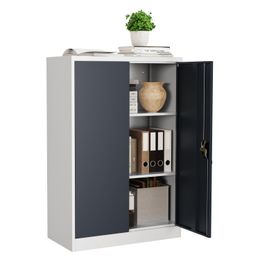 Aktenschrank Vcm "B&uuml;roschrank Stahlschrank abschlie&szlig;bar Malivo 3fach", schwarz (wei&szlig;, anthrazit), B:80cm T:40cm, Obermaterial: 100% Metall MT., Schr&auml;nke