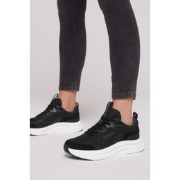 SOCCX Damen Sneaker, Gr. 40, schwarz, Leder, Synthetik, Textil, bestickt, Schuhe, mit Fersenstabilisator