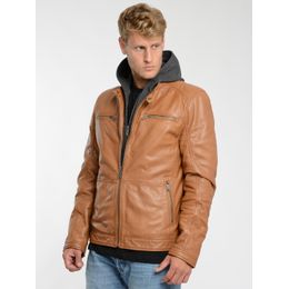 JCC Herren Lederjacke "3102234", braun, Gr. 50, Obermaterial: 100% Lammleder. Innenfutter oben: 100% Polyester. Innenfutter unten: 100% Baumwolle.