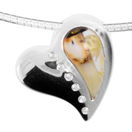 OSTSEE-SCHMUCK Damen Kette mit Anh&auml;nger "- Gleiter-Herz 20 mm - Silber 925/000 - Bernstein/Zirk.", 45, Silber 925 (Sterlingsilber), silber, Silber