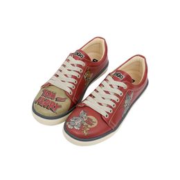 DOGO Damen Sneaker "Classic Schn&uuml;rsneaker Tom & Jerry Damen Sneaker", Gr. 38, rot, Lederimitat, Schuhe, Handgefertigt