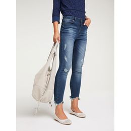 Damen R&ouml;hrenjeans, blau, Gr. 38, Linea Tesini BY HEINE, unifarben, 95% Baumwolle, 3% Polyester, 2% Elasthan, Miedereinsatz:15% Elasthan, 85%