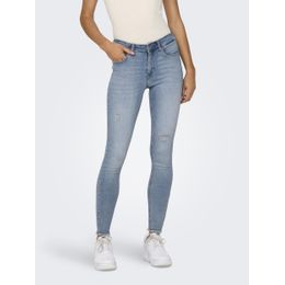 Only Damen Ankle-Jeans "ONLBLUSH MID SK AK RW DS DNM REA685 NOOS", blau, Gr. XL, unifarben, Denim/Jeans, Obermaterial: 92% Baumwolle, 6%