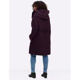 sheego Damen Kurzmantelaubergine, Gr. 40, unifarben, unifarben mit Farbeinsatz, unifarben mit Farbeins&auml;tzen, 90% Polyester, 10% Wolle, M&auml;ntel