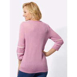 Classic Basics Damen 3/4 Arm-Pullover "Pullover", rosa, Gr. 40, gemustert, gestreift, mehrfarbig, 100% Polyacryl, Pullover
