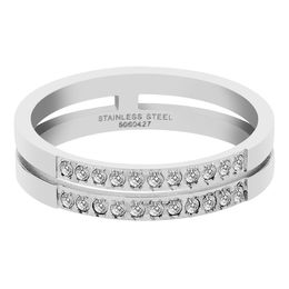 Adelia&acute;s ADELIA ́S Damen Fingerring "Damen Ring aus Edelstahl mit Strass Steinchen", 57, Edelstahlsilber, Edelstahl, Fingerringe