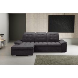 Ecksofa WERK2 "Carmen, mit Bettfunktion & Bettkasten, optional Sitztiefenverstellung", grau (anthrazit), B:264cm H:105cm T:170cm, 92% Polyester, 8% Nylon, Sofas, Ecksofa, mit Sitztiefenverstellung, Luxus-Microfaser Chenille, Anthrazit, Topseller