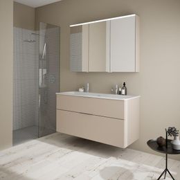 Burgbad Eqio Schrank mit Slim Keramik-Doppelwaschtisch, mit Spiegelschrank, SHCQ122RF6583C0001G0146,