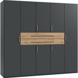 Dreht&uuml;renschrank wimex "Digit, erh&auml;ltlich in den Breiten 180cm, 225cm oder 270cm", grafit, absetzung und griffe artisan eiche nachbildung, B:225cm H:208cm T:58cm, Holzwerkstoff, Schr&auml;nke, Dreht&uuml;renschrank, inkl. zwei Schubk&auml;sten