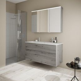 Burgbad Eqio Schrank mit Slim Keramik-Doppelwaschtisch, mit Spiegelschrank, SHCQ122RF6015C0001G0146,
