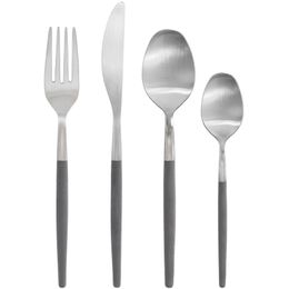 Besteck-Set Blomus "MAXIME", grau (sharkskin), 16 Stk., Edelstahl, Kunststoff, Essbesteck-Sets, matt, beb&uuml;rstet, Griffe mit Kunststoffbeschichtung