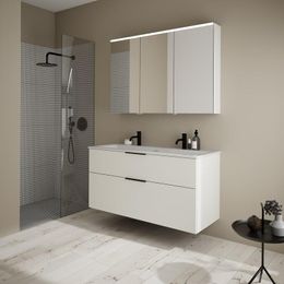 Burgbad Eqio Schrank mit Slim Keramik-Doppelwaschtisch, mit Spiegelschrank, SHCQ122LF2009C0001G0200,