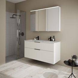 Burgbad Eqio Schrank mit Slim Keramik-Doppelwaschtisch, mit Spiegelschrank, SHCQ122LF6582C0001G0200,
