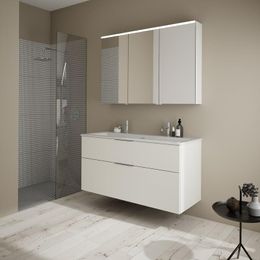 Burgbad Eqio Schrank mit Slim Keramik-Doppelwaschtisch, mit Spiegelschrank, SHCQ122RF6582C0001G0146,